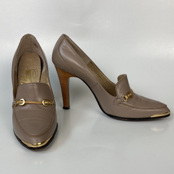 Johansen | Shoes | Vintage Johansen Taupe Horse Bit Loafer High Heel ...